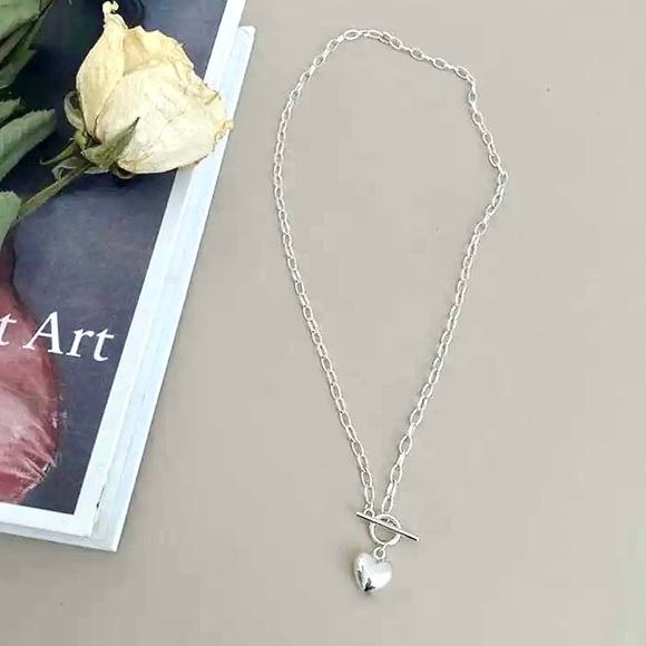 Jewelry | New 925 Sterling Silver Stamped Heart Buckle Necklace | Poshmark